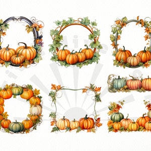Watercolor Pumpkin Frames Clipart Bundle PNG | Autumn Leaves ...