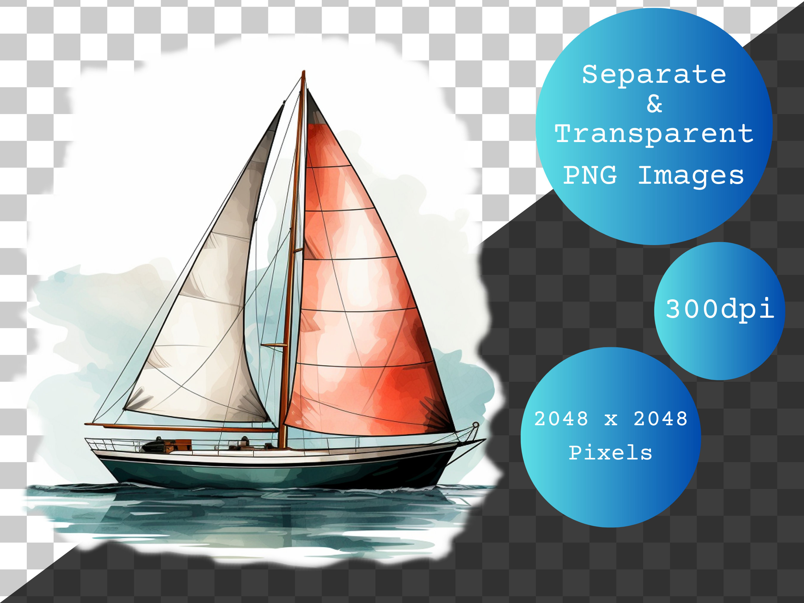Watercolor Sailboats Clipart 12 PNG Images Nautical Ocean Sailboats ...