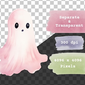 Watercolor Ghosts Clipart Bundle - PNG Format With Transparent ...