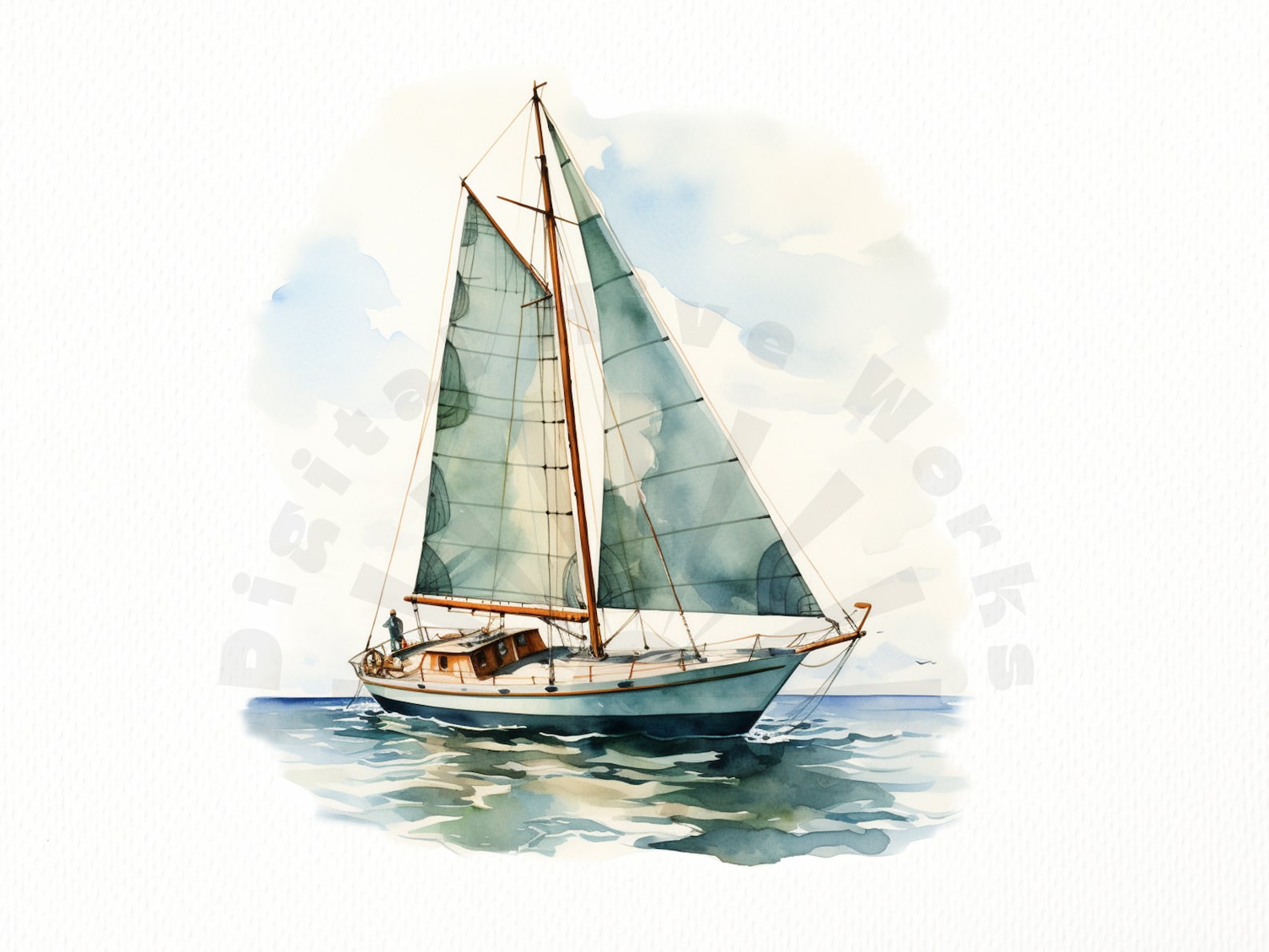 Watercolor Sailboats Clipart | 12 PNG Images | Nautical Ocean Sailboats ...