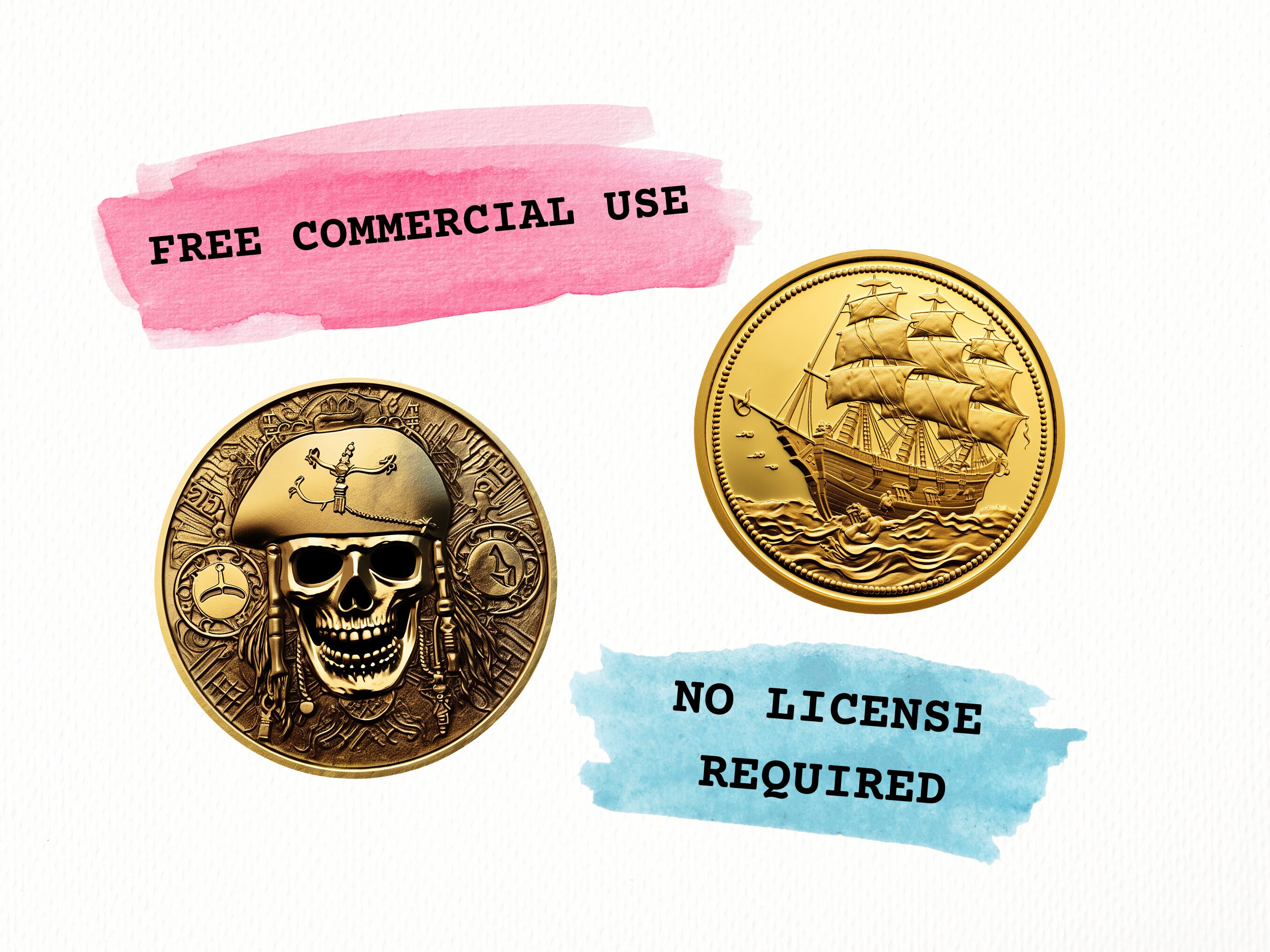 Pirate Coins Clipart Bundle - Cold and Silver Pirate Treasure in PNG ...