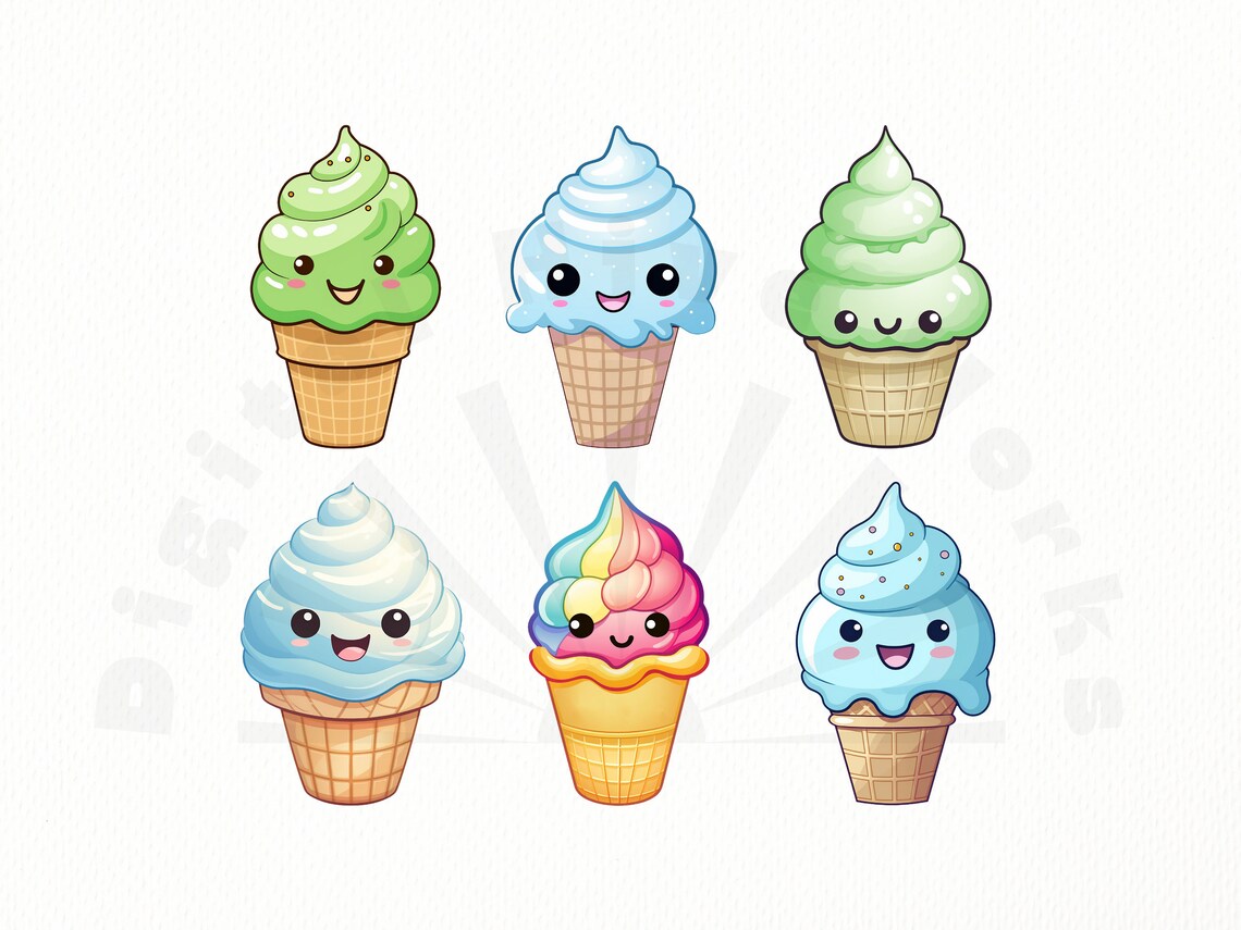 Cute Ice Cream Clipart Bundle PNG Format With Transparent Background ...