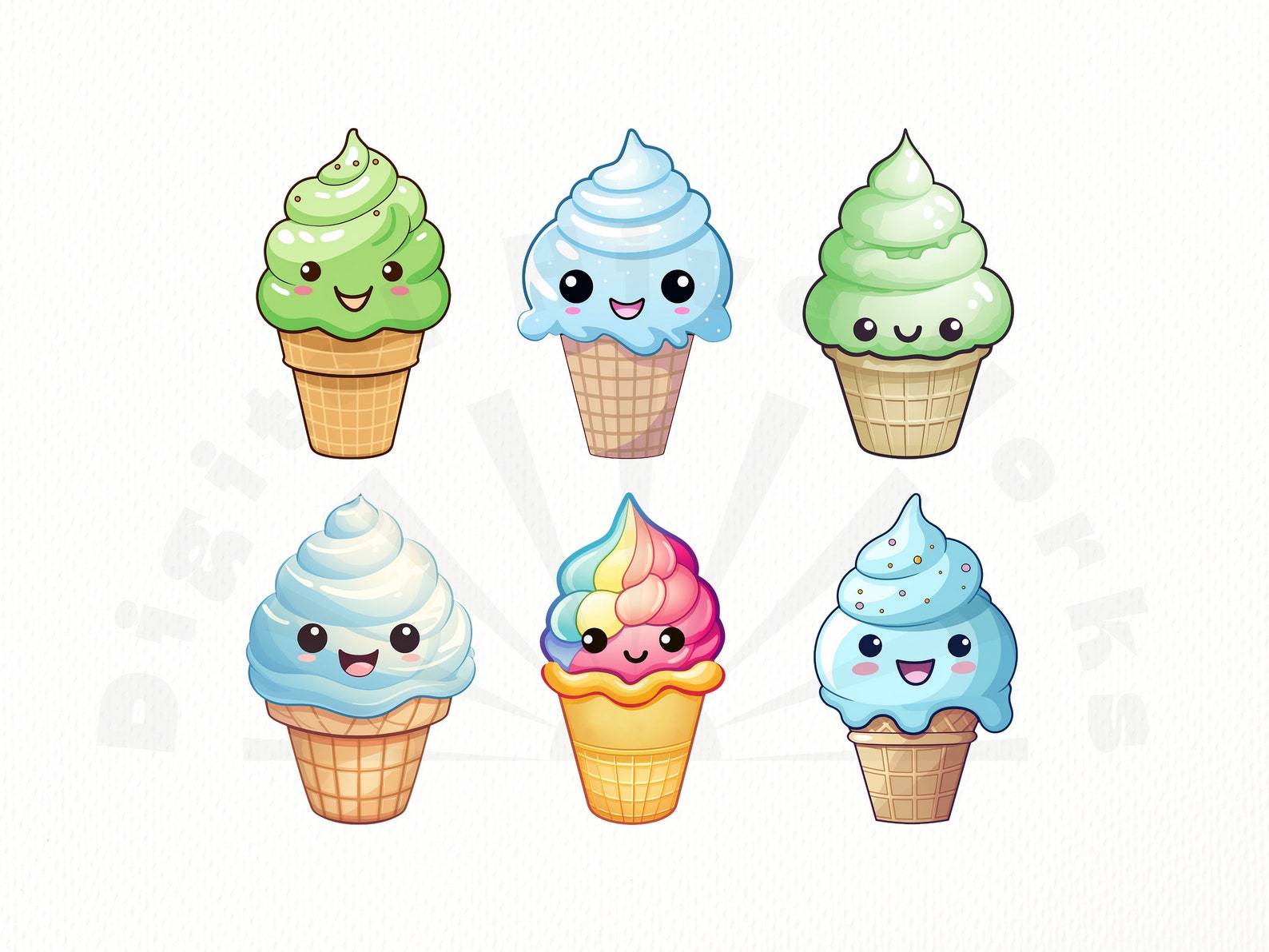 Cute Ice Cream Clipart Bundle PNG Format With Transparent Background ...