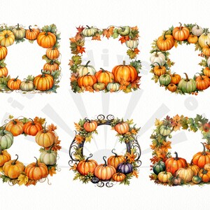Watercolor Pumpkin Frames Clipart Bundle PNG | Autumn Leaves ...