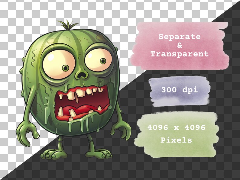 Zombie Fruit Clipart Bundle - PNG Format With Transparent Background ...