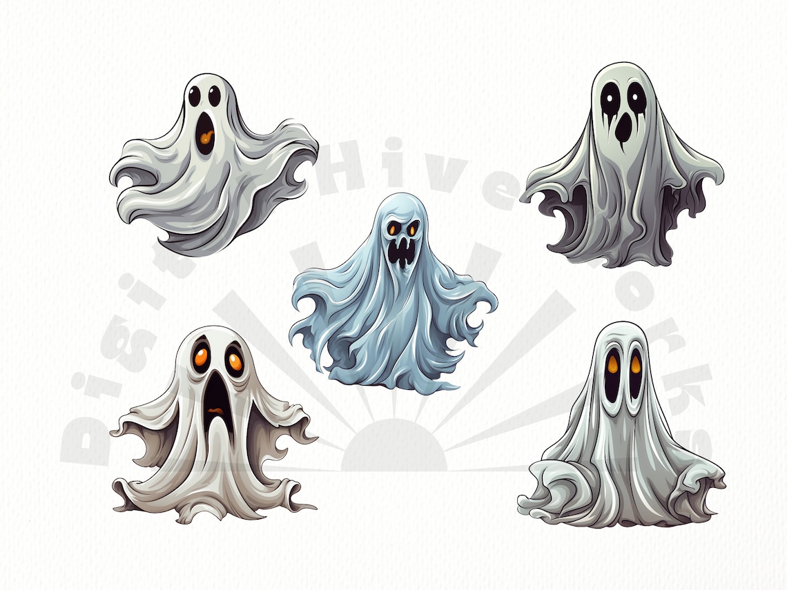 Scary Ghosts Clipart Bundle High Resolution PNG Images With Transparent Background for Instant ...