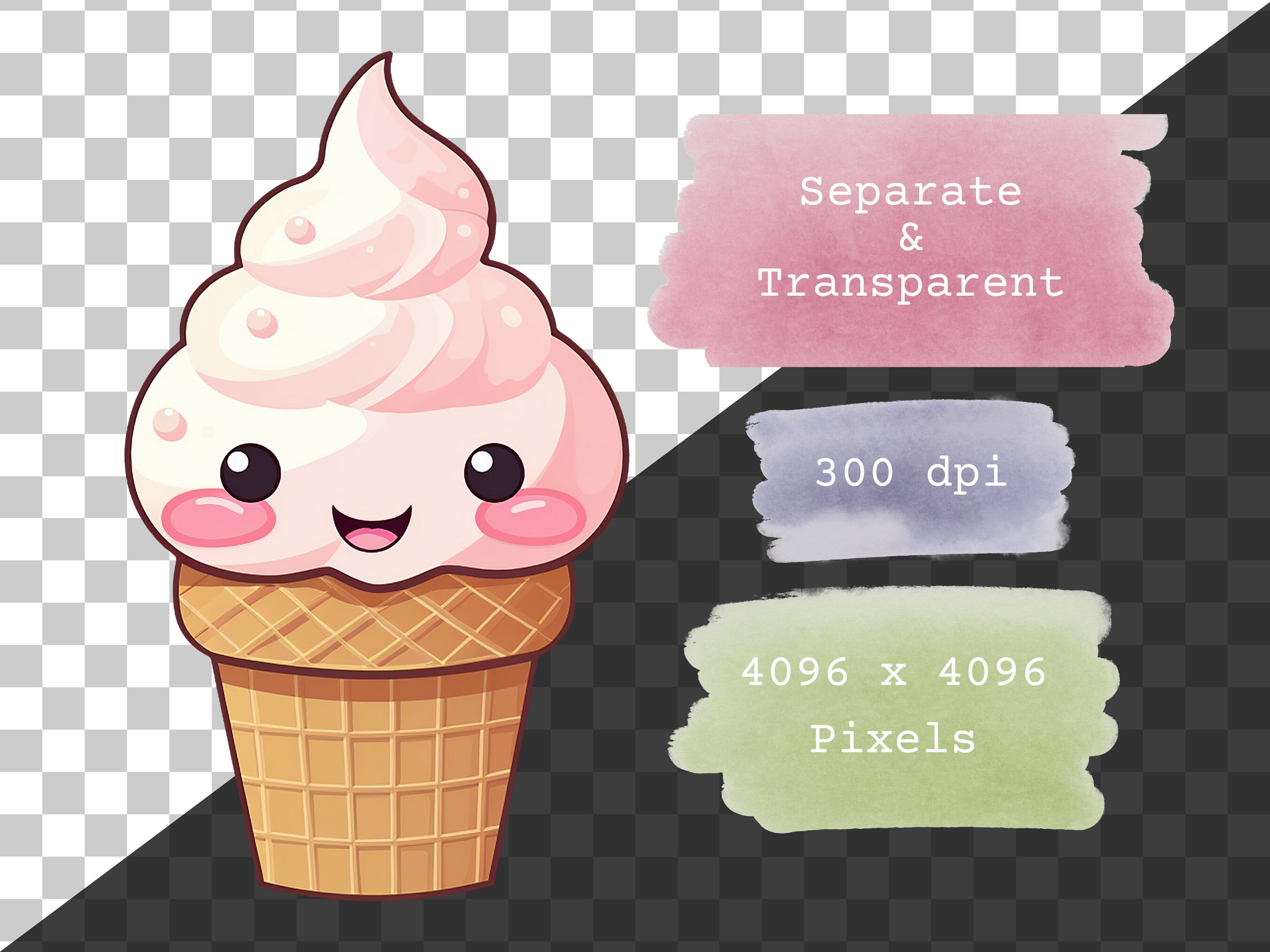 Cute Ice Cream Clipart Bundle PNG Format With Transparent Background ...