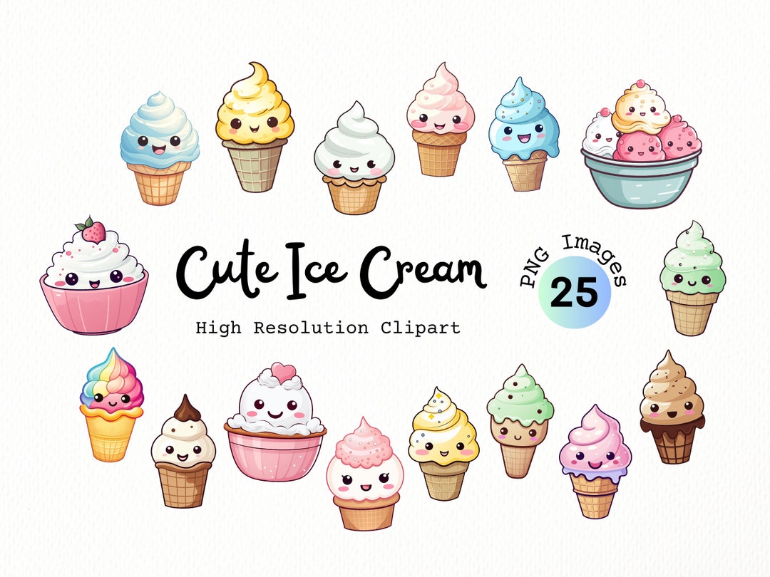 Cute Ice Cream Clipart Bundle - PNG Format With Transparent Background ...