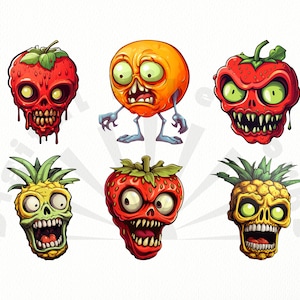 Zombie Fruit Clipart Bundle - PNG Format With Transparent Background ...