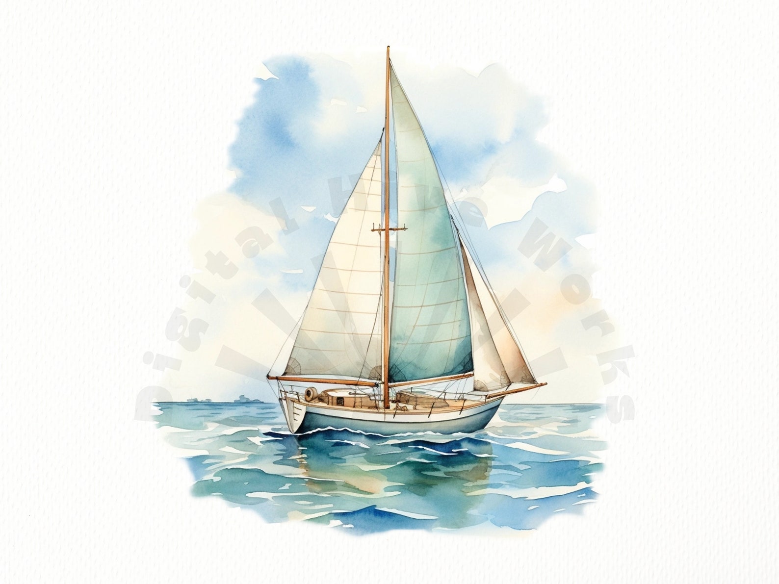 Watercolor Sailboats Clipart | 12 PNG Images | Nautical Ocean Sailboats ...
