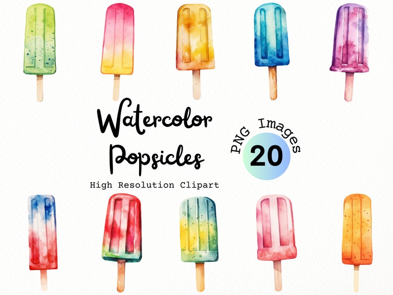 Popsicles Clipart | Watercolor Clip Art PNG | Ice Cream Clipart ...