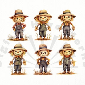 Watercolor Scarecrows Clipart Bundle - PNG Format With Transparent ...