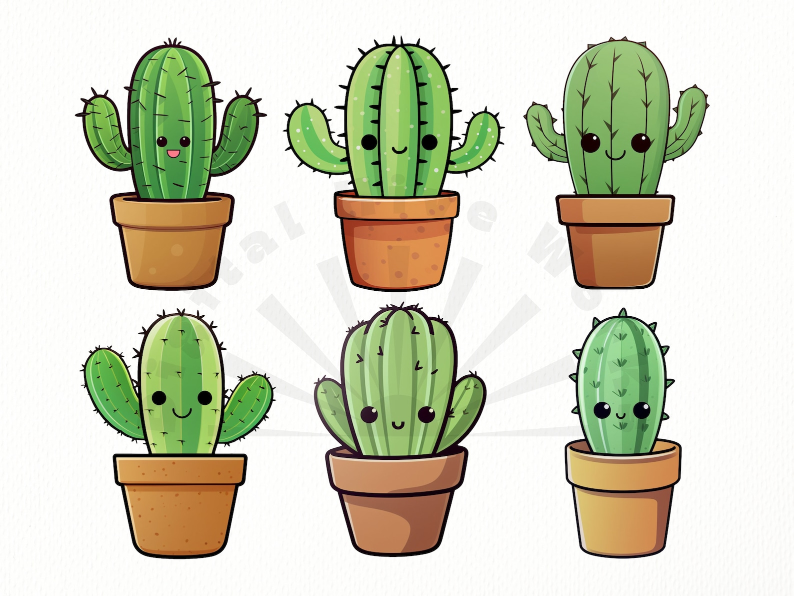 Cute Cactus Clipart - Happy Cactus Clip Art, Kawaii Cactus, Cute Cacti ...