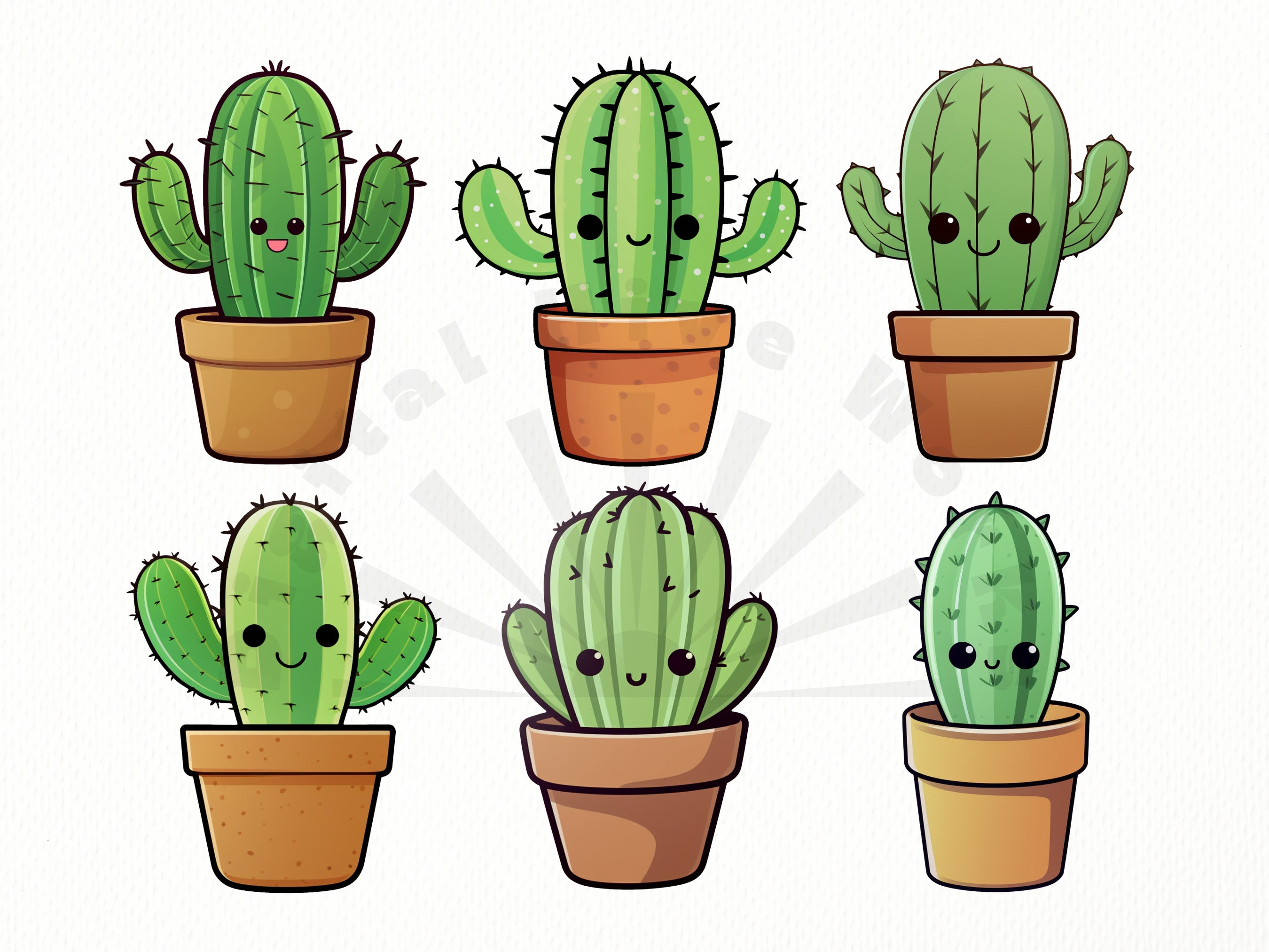 Cute Cactus Clipart - Happy Cactus Clip Art, Kawaii Cactus, Cute Cacti ...