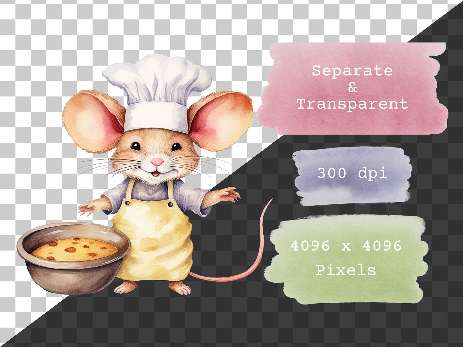Watercolor Mouse & Cookies Clipart Bundle - PNG Format With Transparent ...