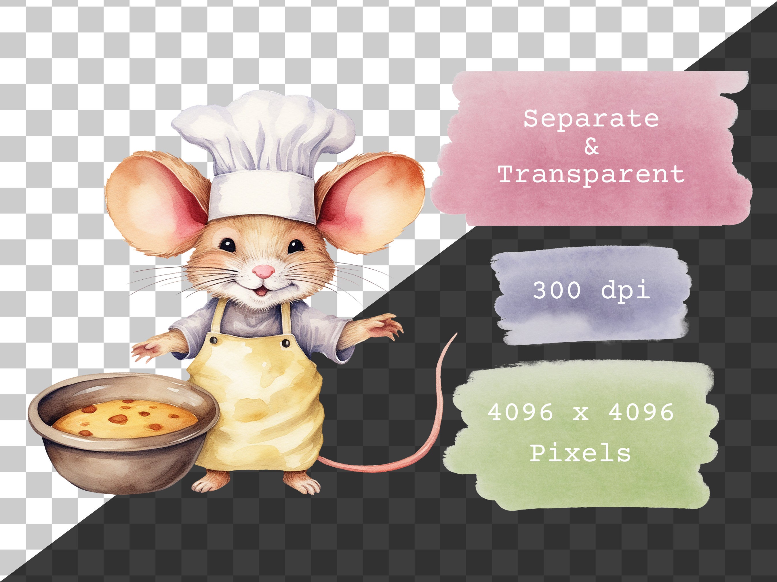 Watercolor Mouse & Cookies Clipart Bundle PNG Format With Transparent ...