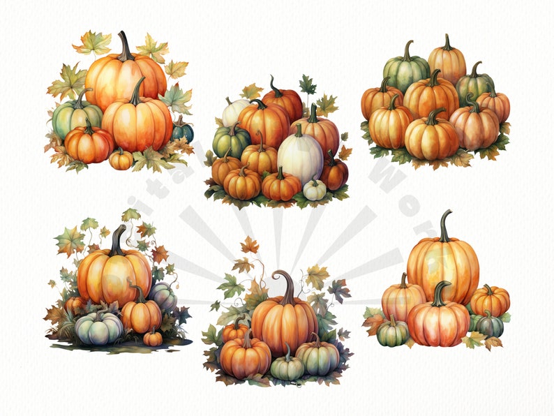 Watercolor Pumpkins Clipart Autumn Watercolor PNG Images Fall Clipart ...