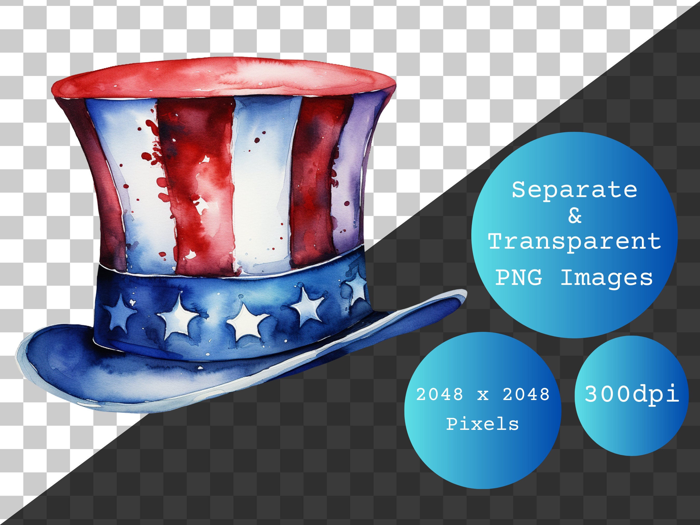 4th of July Watercolor Clipart 60 PNG Images Digital Downloads for ...