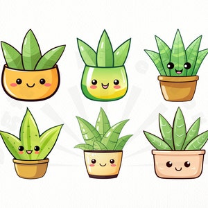 Cute Aloe Vera Clipart Bundle - PNG Format With Transparent Background ...