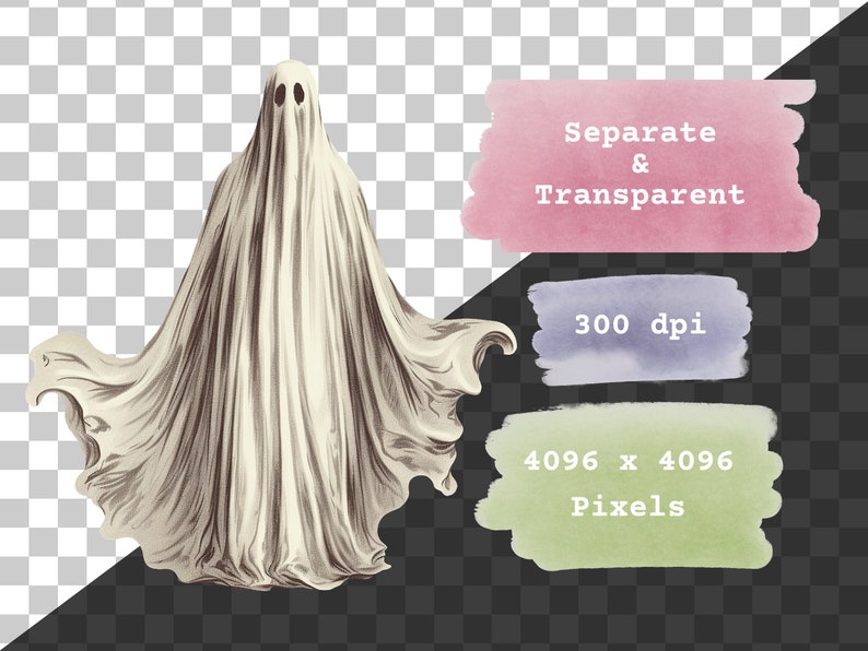 Vintage Ghost Clipart Bundle - PNG Format With Transparent Background ...