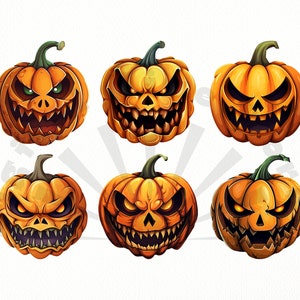 Spooky Jack O Lanterns Clipart Bundle - PNG Format With Transparent ...