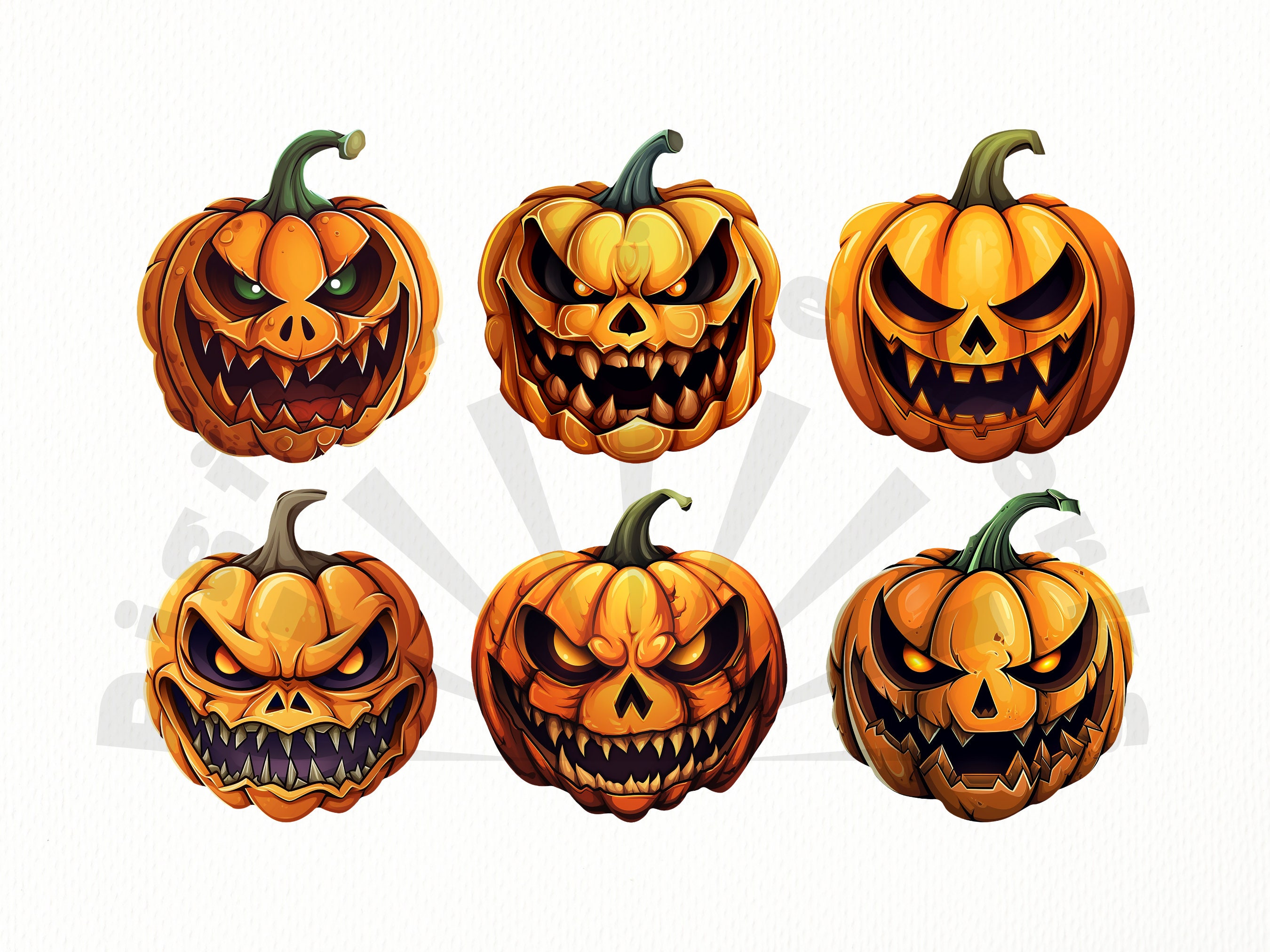 Spooky Jack O Lanterns Clipart Bundle - PNG Format With Transparent ...