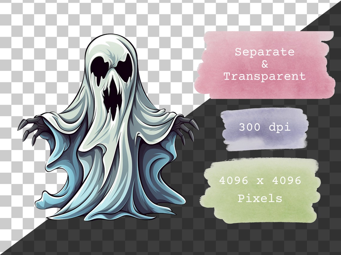 Scary Ghosts Clipart Bundle High Resolution PNG Images With Transparent ...