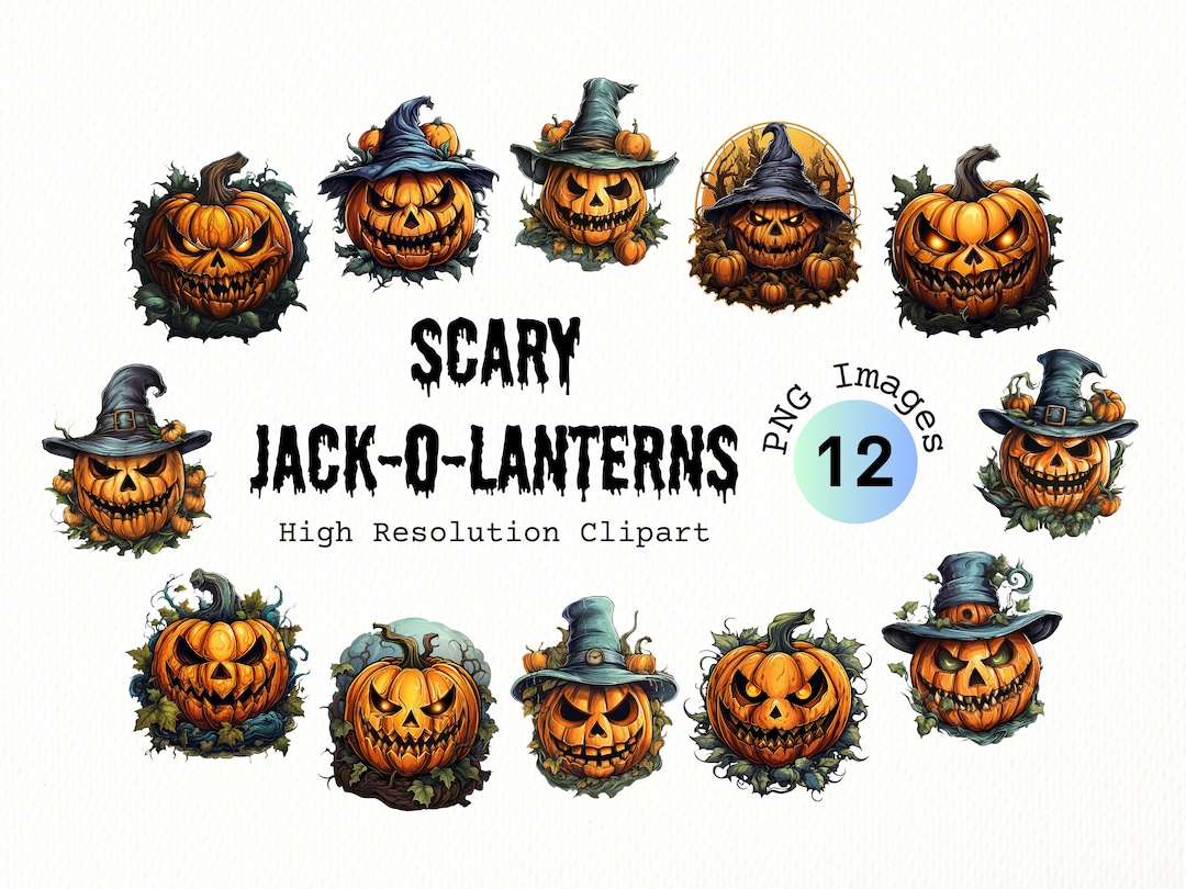 Scary Jack-o-lanterns Clipart Bundle - PNG Format With Transparent ...