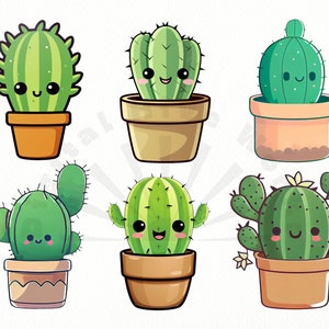 Cute Cactus Clipart - Happy Cactus Clip Art, Kawaii Cactus, Cute Cacti ...