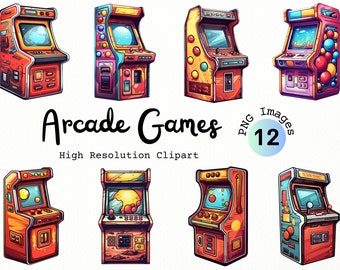 Retro Game Arcade Clipart Nostalgia Arcade Clipart Set: - Etsy