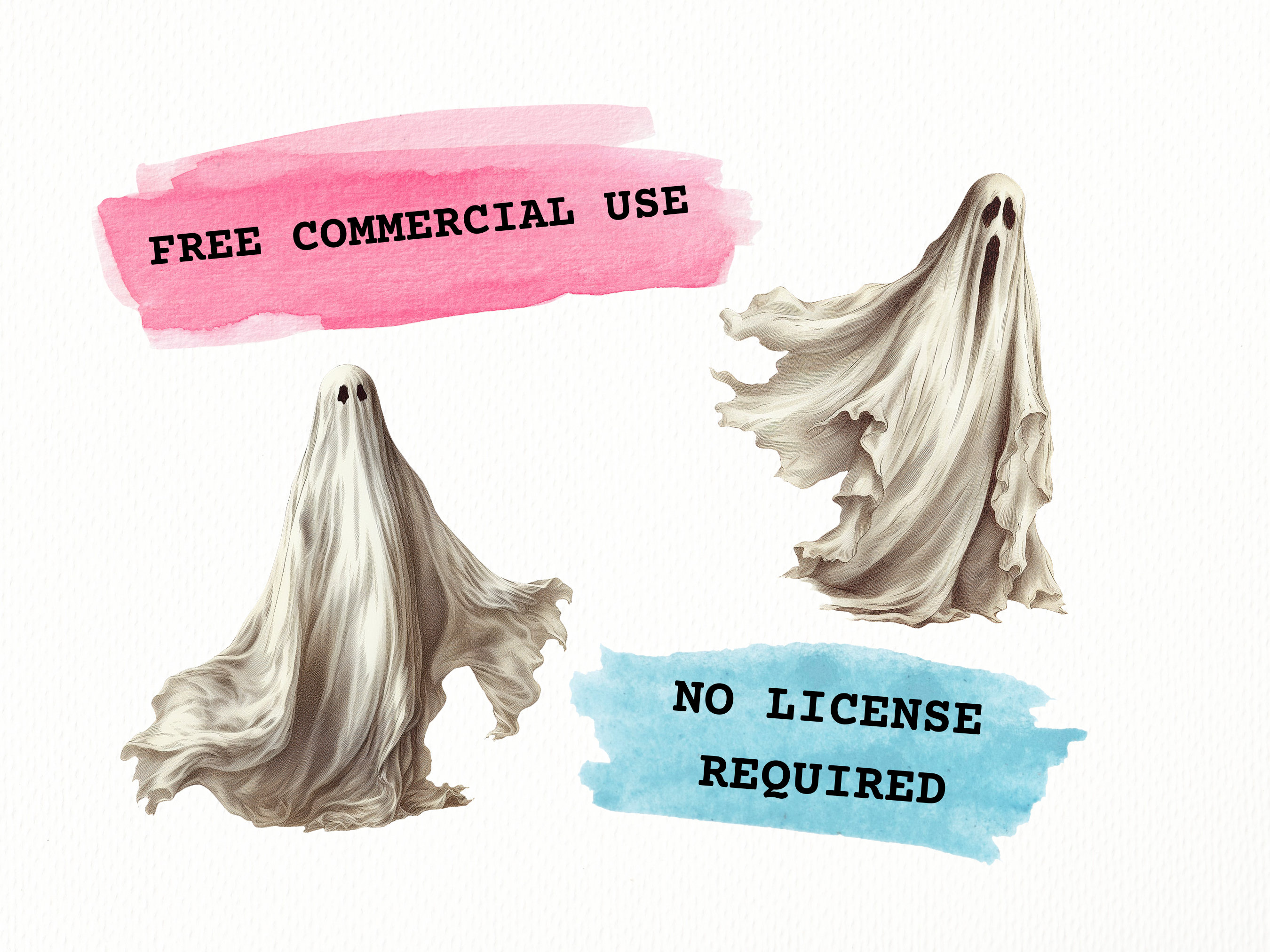 Vintage Ghost Clipart Bundle - PNG Format With Transparent Background ...