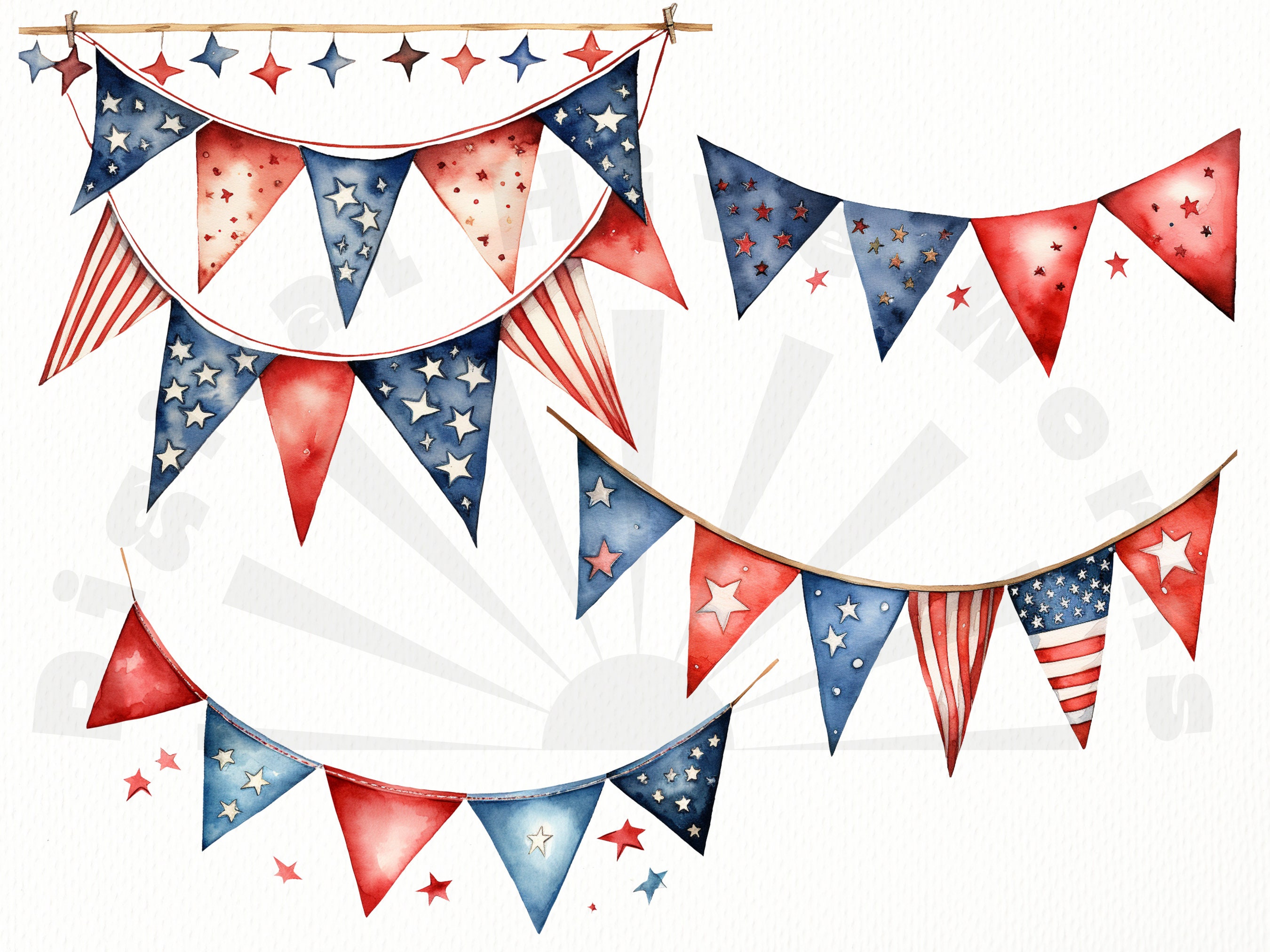 4th of July Watercolor Clipart 60 PNG Images Digital - Etsy