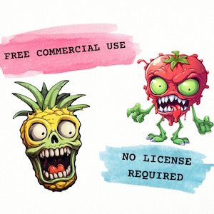 Zombie Fruit Clipart Bundle - PNG Format With Transparent Background ...