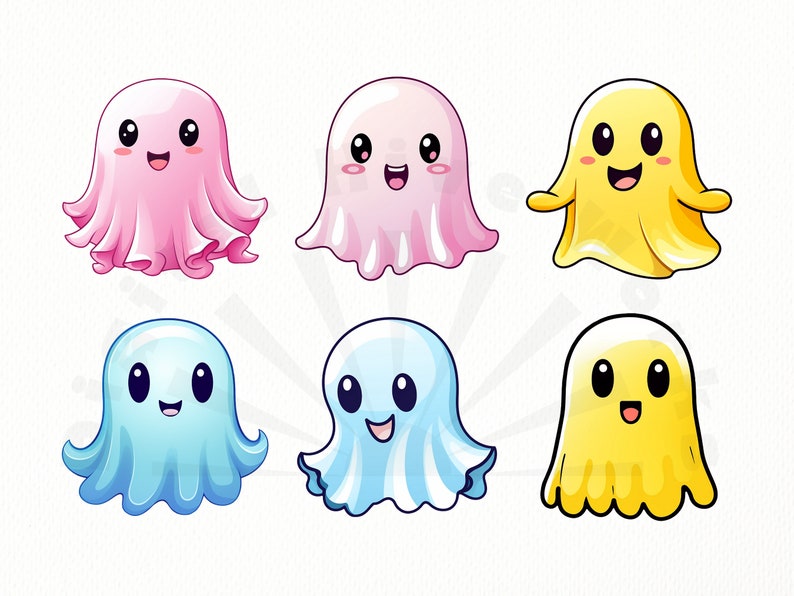 Cute Ghosts Clipart Bundle 30 High-resolution PNG Images Transparent ...