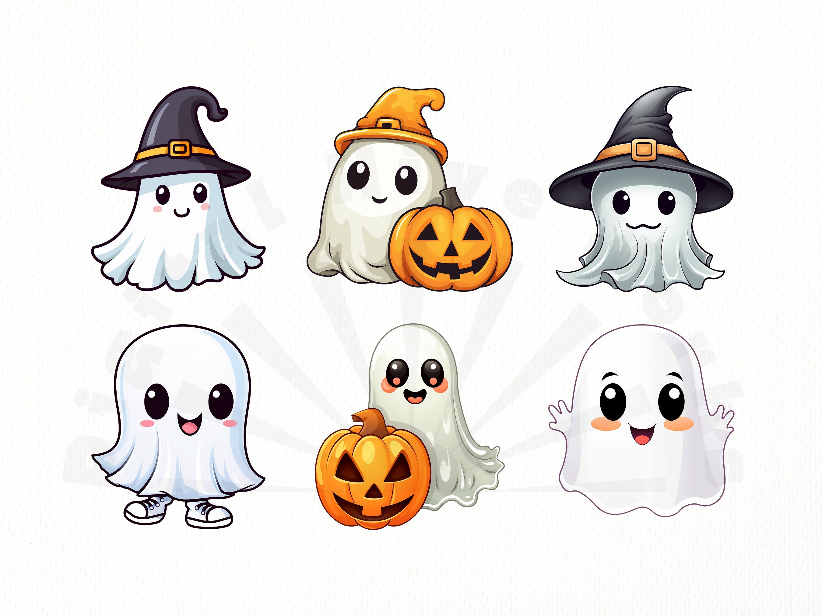 Cute Ghost Clipart Bundle – 30 Halloween PNG Images (transparent ...