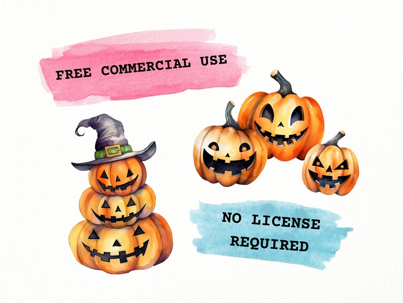 Watercolor Jack O Lanterns Clipart Bundle - PNG Format With Transparent ...