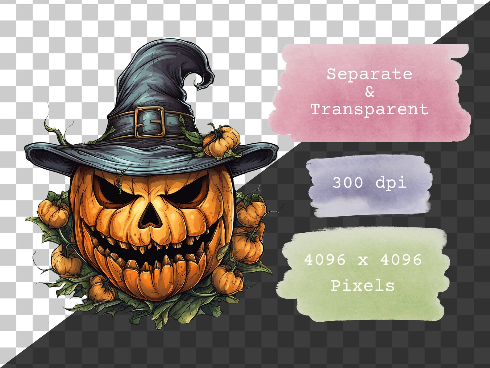 Scary Jack-o-lanterns Clipart Bundle - PNG Format With Transparent ...
