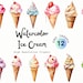 Watercolor Ice Cream Clipart Bundle 12 Transparent PNG Images Instant ...