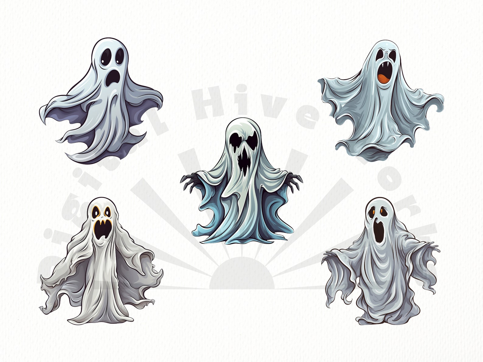 Scary Ghosts Clipart Bundle High Resolution PNG Images With Transparent ...
