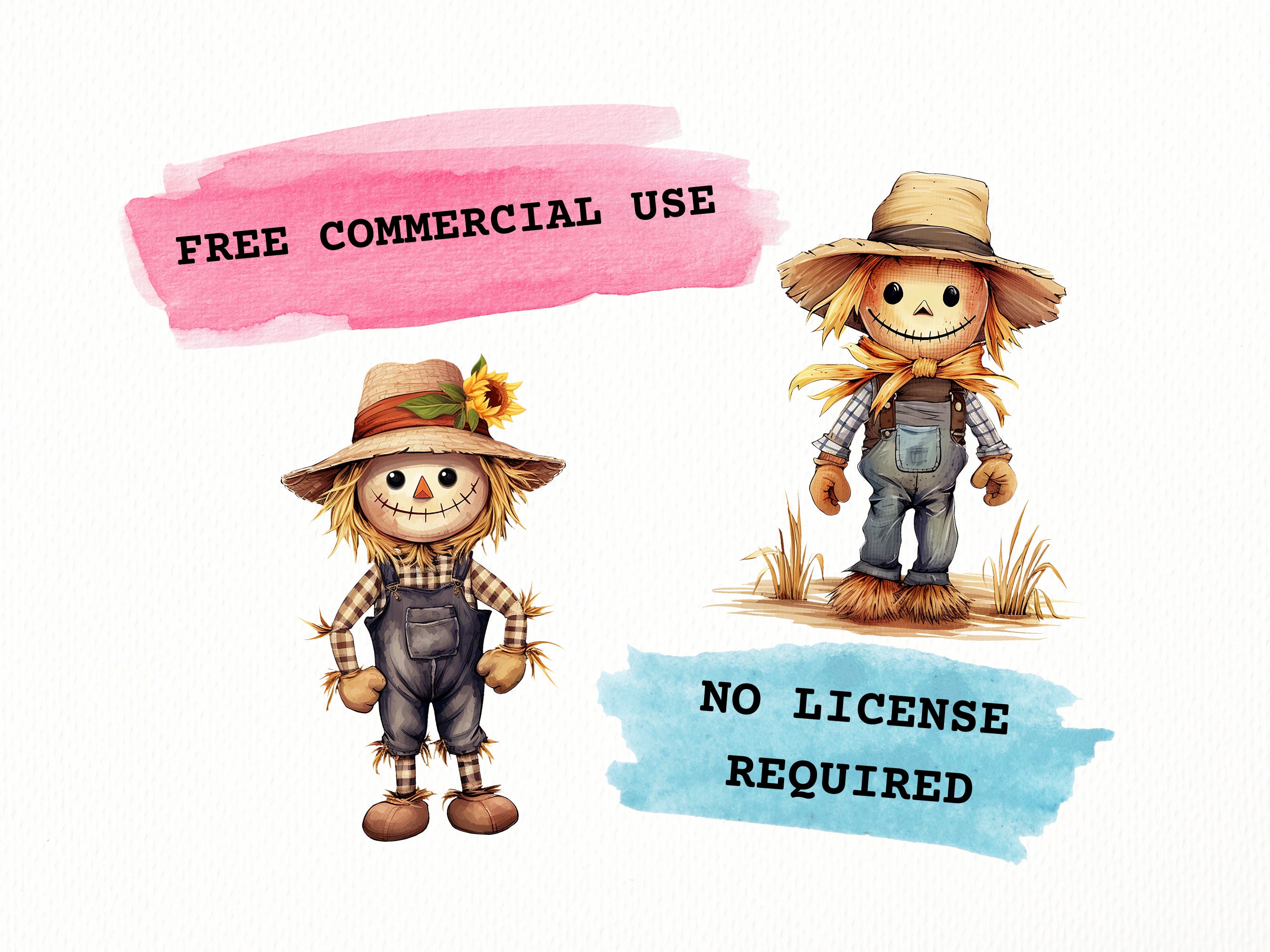 Watercolor Scarecrows Clipart Bundle - PNG Format With Transparent ...