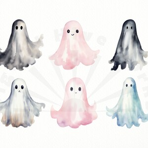 Watercolor Ghosts Clipart Bundle - PNG Format With Transparent ...