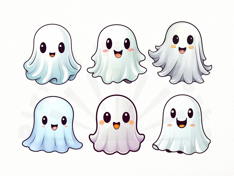 Cute Ghosts Clipart Bundle 30 High-resolution PNG Images Transparent ...