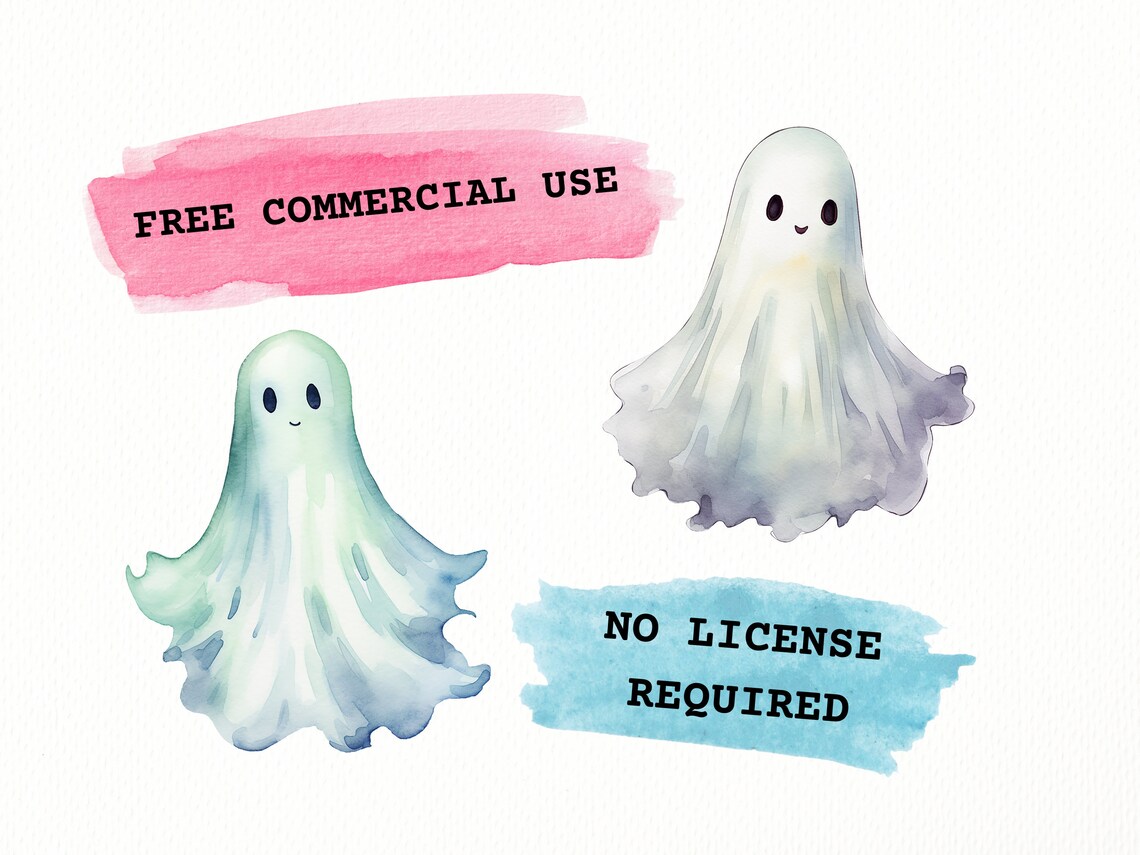 Watercolor Ghosts Clipart Bundle PNG Format With Transparent Background ...