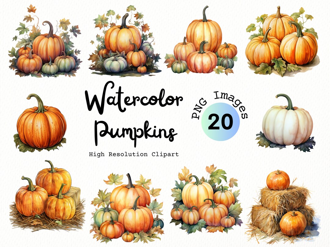 Watercolor Pumpkins Clipart | Autumn Watercolor PNG Images | Fall ...