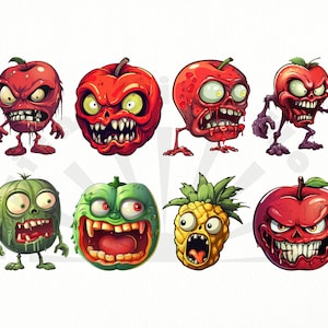 Zombie Fruit Clipart Bundle - PNG Format With Transparent Background ...