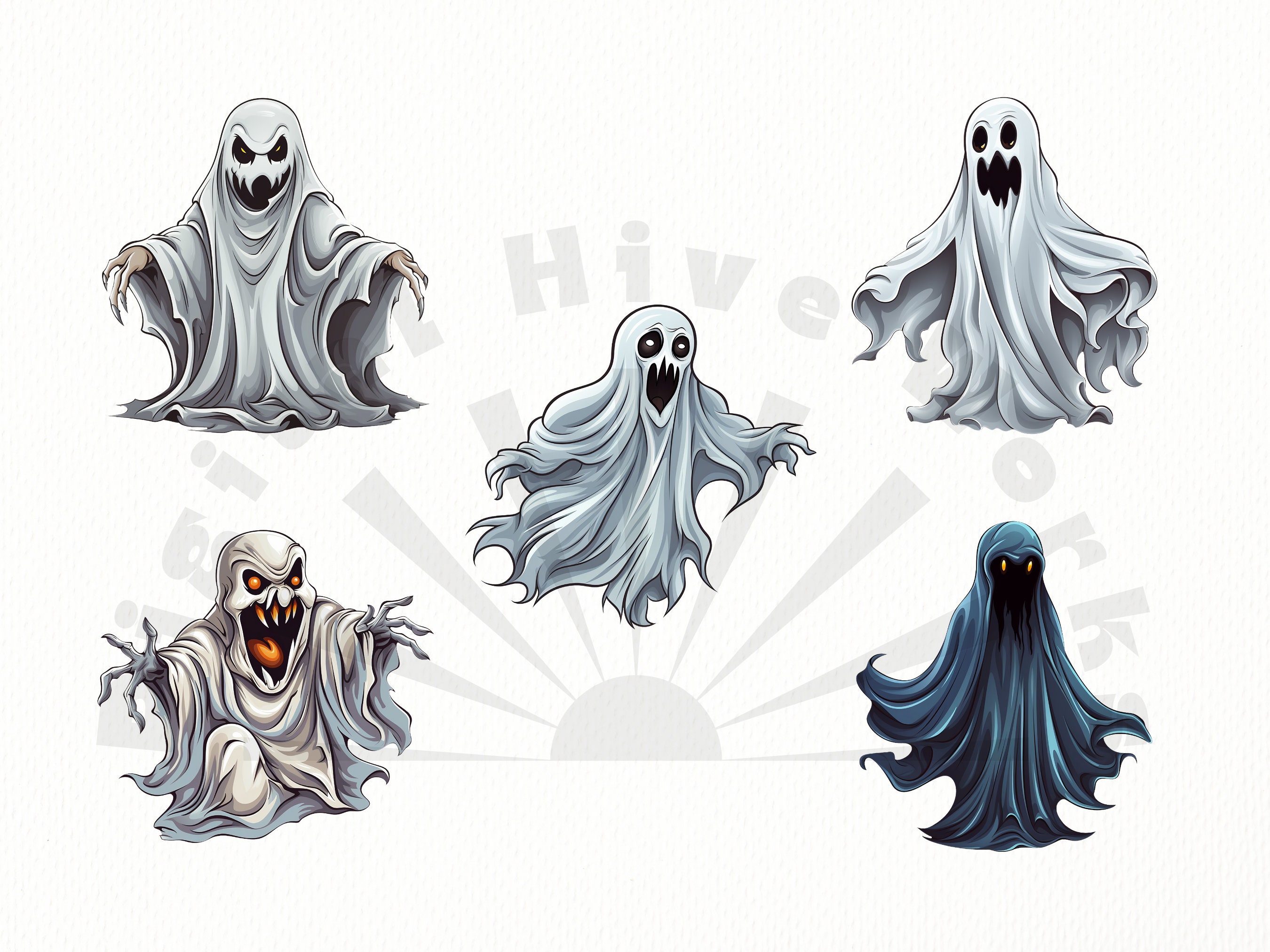 Scary Ghosts Clipart Bundle High Resolution PNG Images With Transparent ...