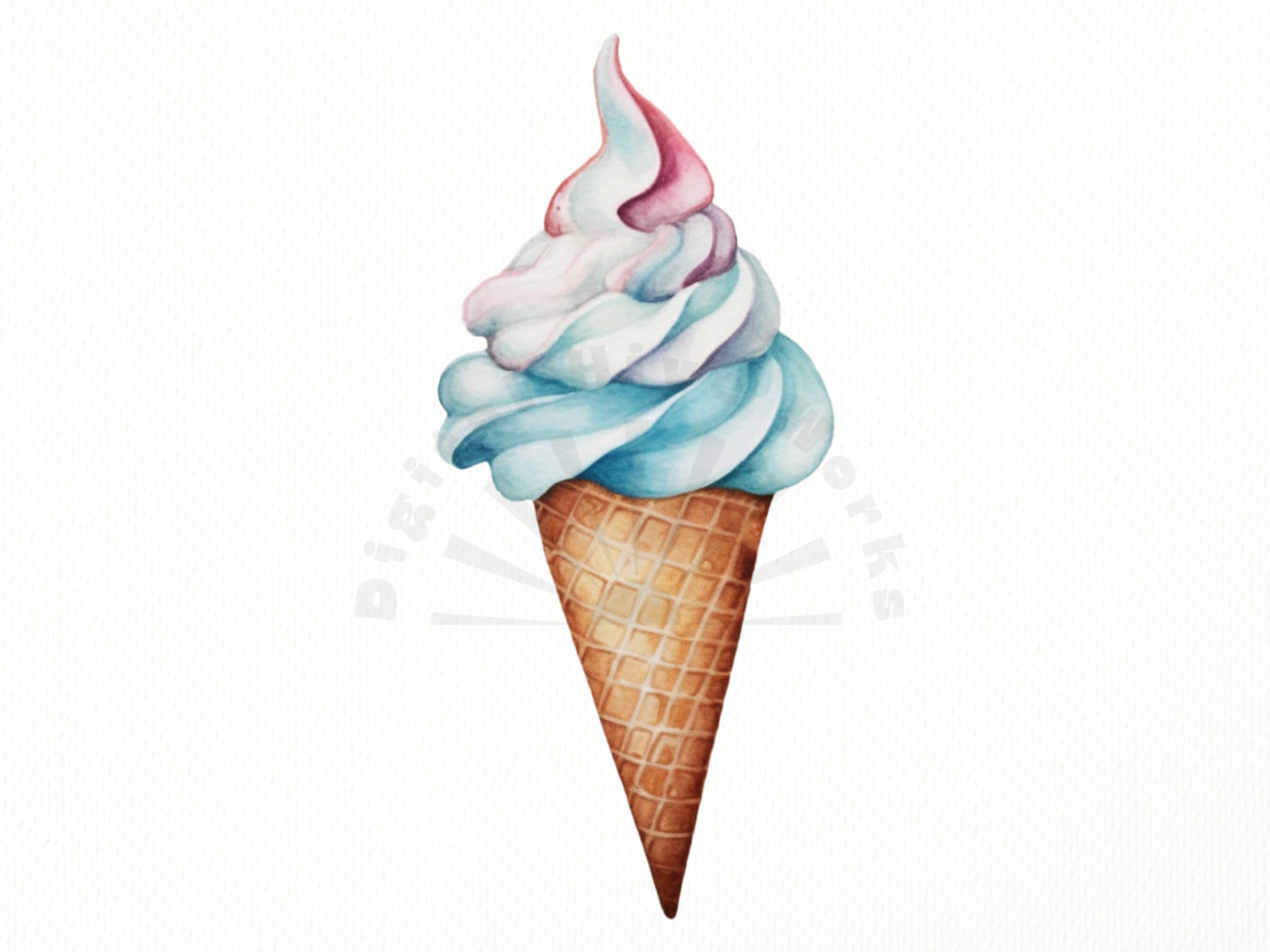 Watercolor Ice Cream Clipart Bundle 12 Transparent PNG Images Instant ...