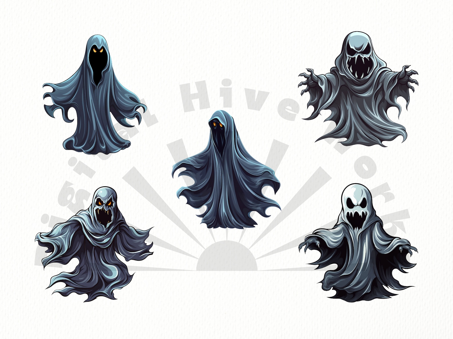 Scary Ghosts Clipart Bundle High Resolution PNG Images With Transparent ...