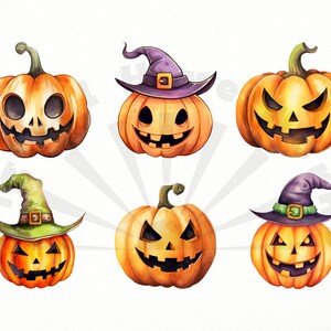 Watercolor Jack O Lanterns Clipart Bundle - PNG Format With Transparent ...