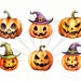 Watercolor Jack O Lanterns Clipart Bundle - PNG Format With Transparent ...